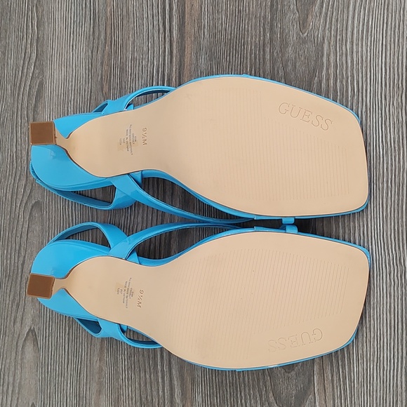 Guess | Shoes | New Guess Patent Turquoise Blue Square Toe High Heel ...